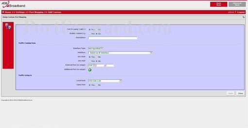 ADB P RG A4202N Router Port Forwarding Instructions