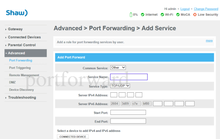 Arris TG3482G Router Open Port Instructions