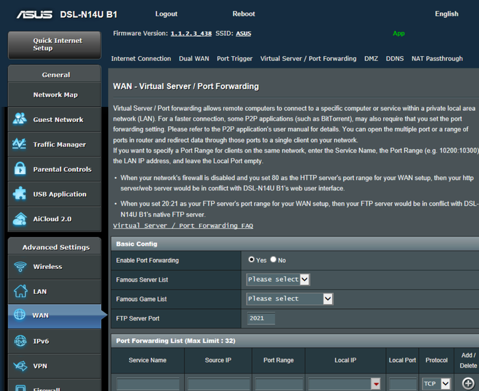 Fastest Asus DSL-N14U B1 Router Port Forwarding Steps