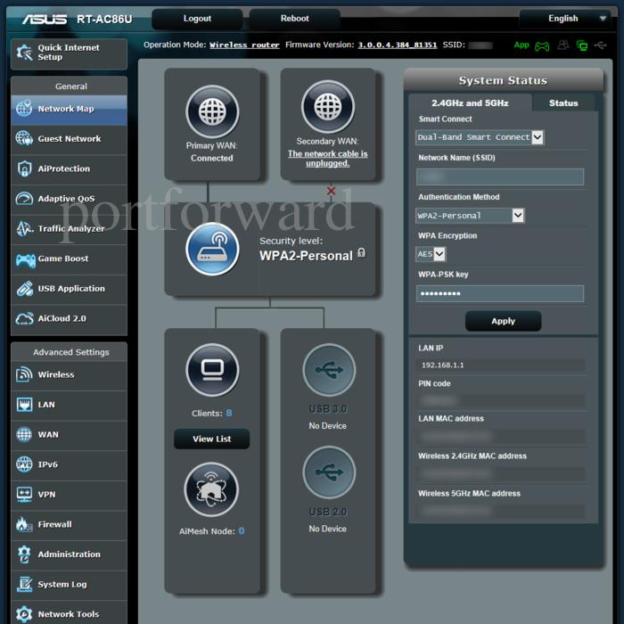 Forwarding Ports in a Asus RT-AC86U Router