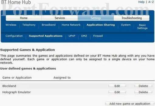 BT Home Hub 2 Router Port Forwarding