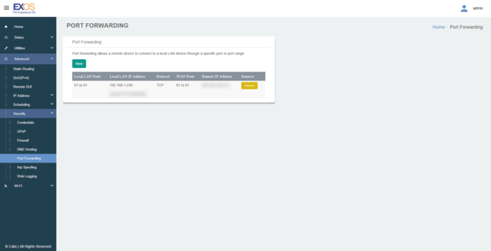 Calix GS2020E Router Open Port Instructions