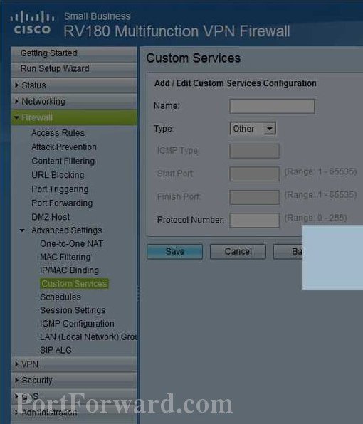 Cisco RV180 Router Open Port Instructions