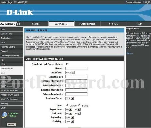 D-Link DVA-G3170i Router Port Forwarding Guide