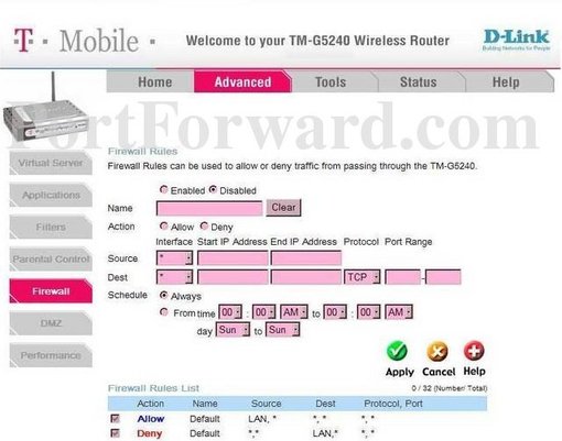 Open Ports on the D-Link TM-G5240 Router