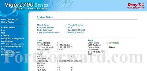 Simple Draytek Vigor 2700V Router Port Forwarding Instructions