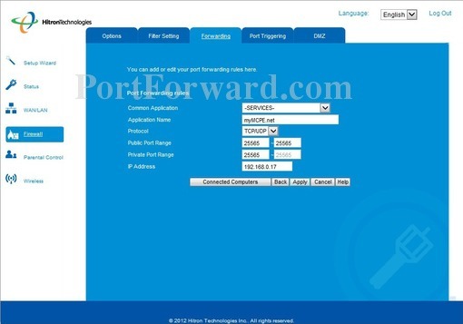 Open Ports on the Hitron Technologies CGN Router