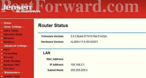 Fastest Jensen Scandinavia AirLink 2954 Router Port Forwarding Instructions