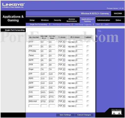 Linksys WAG320N Router Port Forwarding Guide