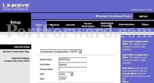 Linksys WRT54G Router Port Forwarding Steps