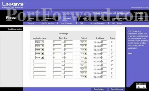 Simple Linksys WRV200 Router Port Forwarding