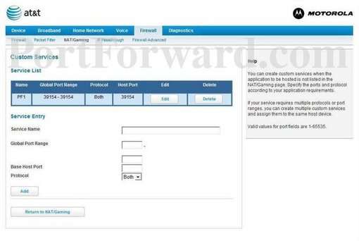 Motorola NVG510 Router Port Forwarding Steps