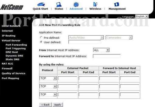 Netcomm NB6W Router Port Forwarding
