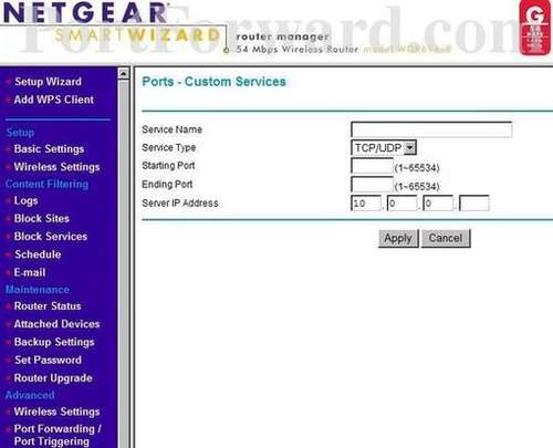 Netgear WGR614 Router Port Forwarding Instructions