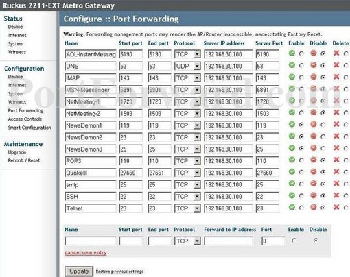 Ruckus 2211-EXT Router Port Forwarding Guide