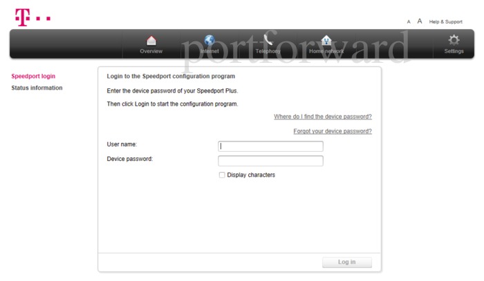 SerComm Speedport Plus Router Port Forwarding Instructions
