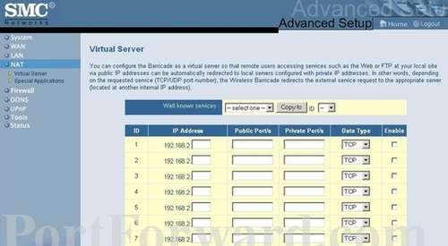 Simple SMC SMC7004VBR Router Port Forwarding Instructions