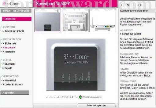 Simple T-Com Speedport W502V Router Port Forwarding Steps