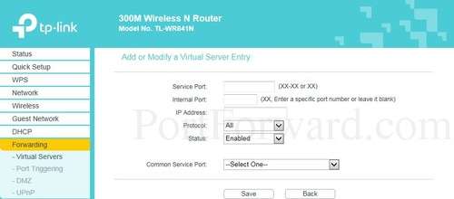 TP-Link TL-WR841N v12 Router Port Forwarding