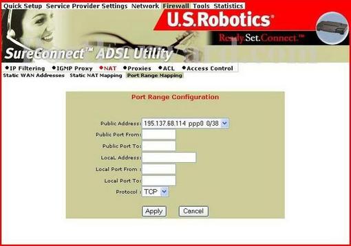 Fastest US Robotics SureConnect 9003 Router Port Forwarding