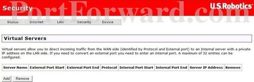 US Robotics USR9107 Router Port Forwarding