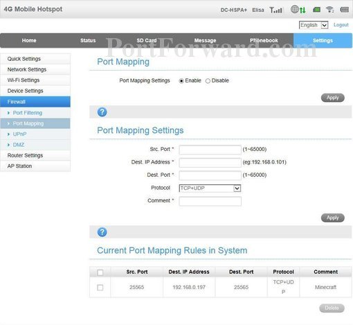 Open Ports on the ZTE MF93D Router
