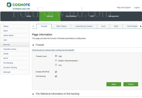 ZTE Speedport Entry 2i Router Port Forwarding Steps