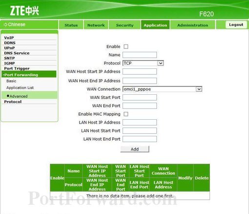 Easiest Way to Get an Open Port on the ZTE ZXHN F620 Router